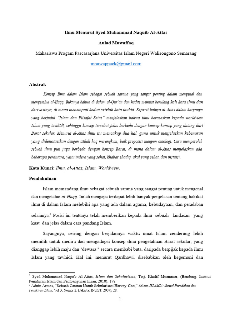 Konsep Ilmu dalam Islam oleh Al-Attas | PDF