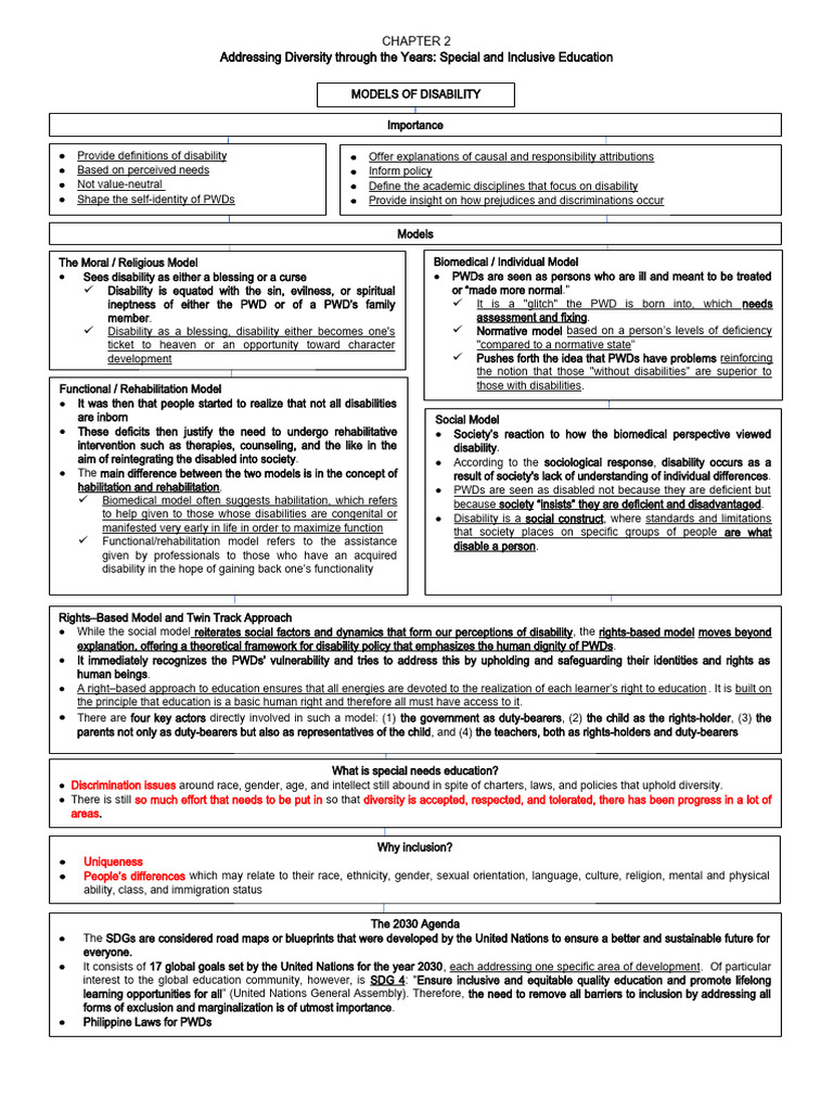 SIE Chapter 2 Summary | PDF | Disability | Social Exclusion