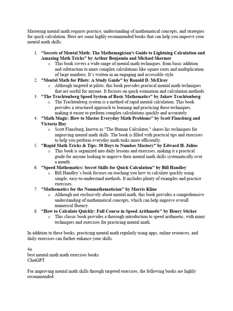 Mastering Mental Math Requires Practice | PDF | Mathematics | Algebra