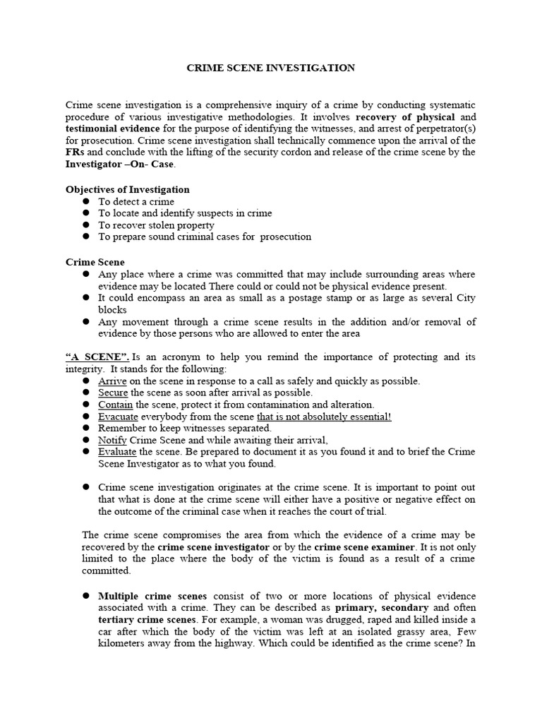 Crime Scene Investigation | PDF | Crime Scene | Camera Lens