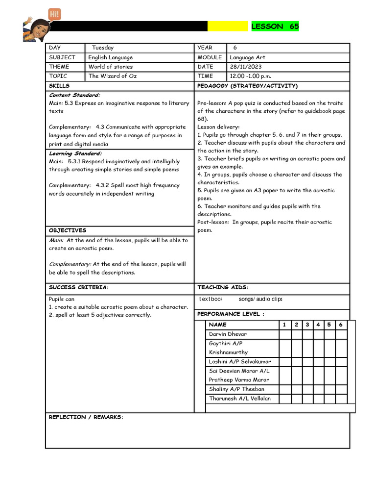 Lesson 65 | PDF | Lesson Plan | Behavior Modification