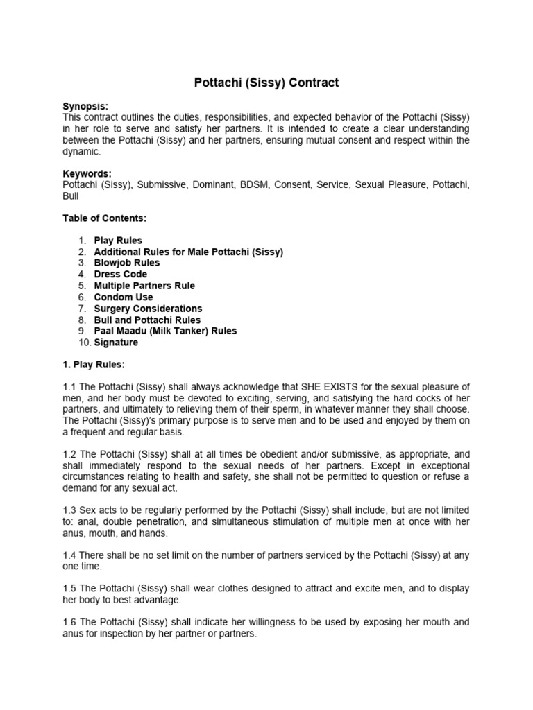 Pottachi (Sissy) Servitude and Sexual Contract | PDF | Dominance And ...