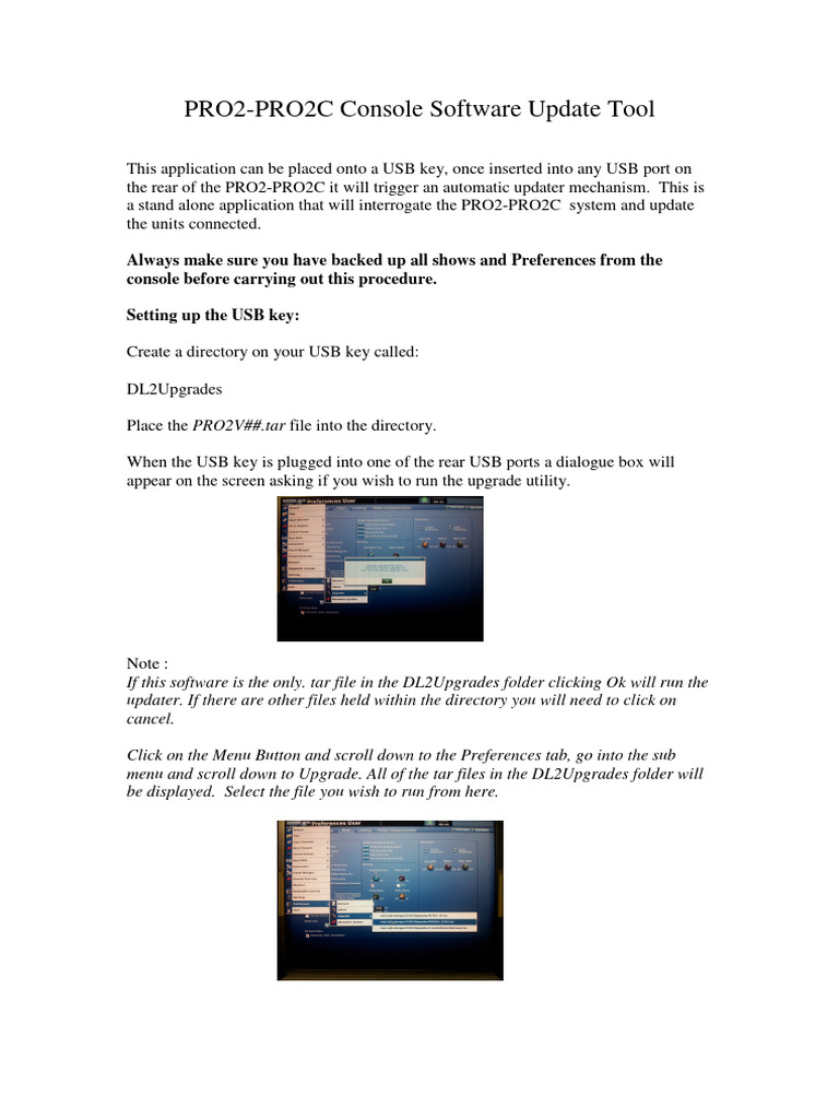 Pro2 Pro2c Console Software Update Tool | PDF | Computer File | Usb Flash Drive