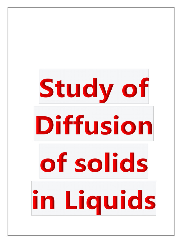 Rate of Diffusion in Liquids | PDF | Diffusion | Liquids