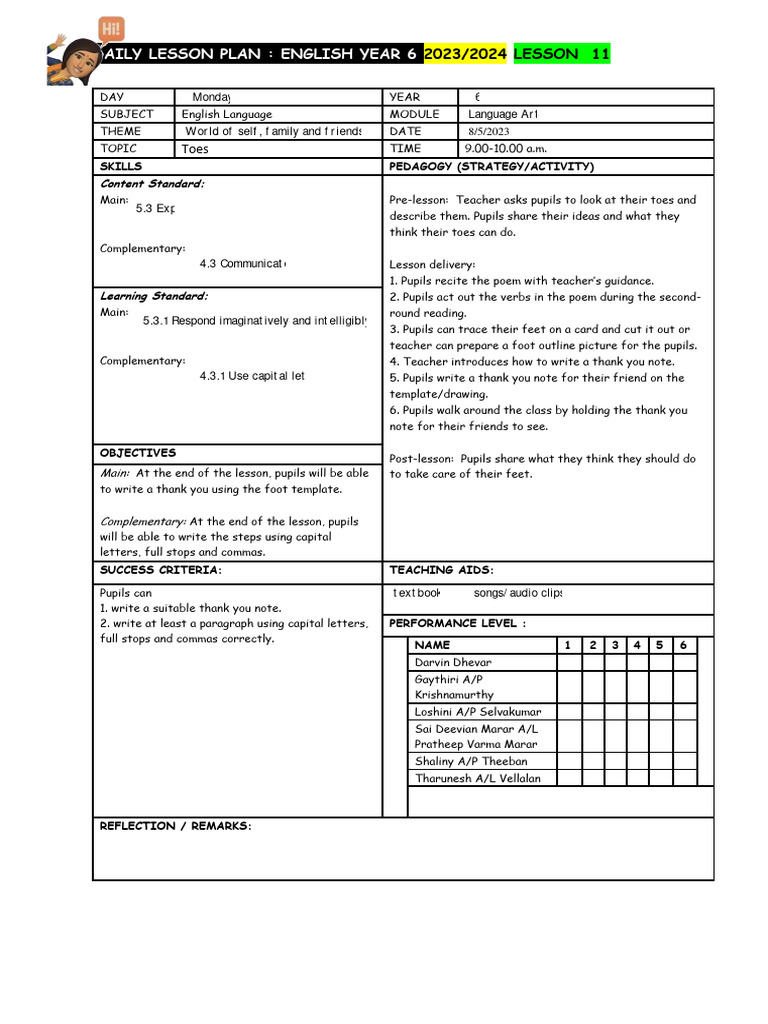 Lesson 11 | PDF | Lesson Plan | Behavior Modification