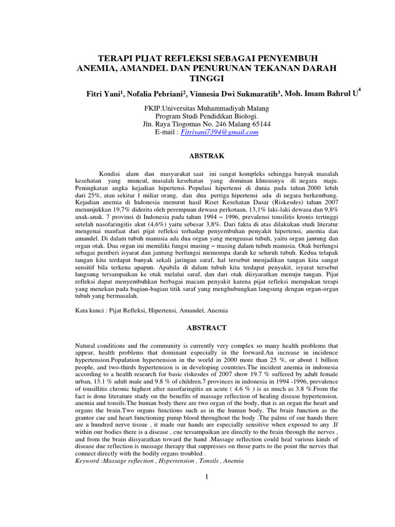 Terapi Pijat Refleksi Sebagai Penyembuh1 | PDF | Kesehatan Holistik ...