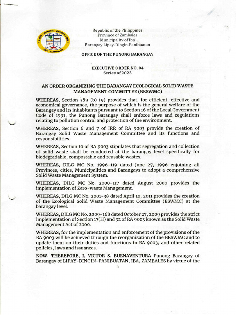 Fucntionality of Barangay Solid Waste Management Committee | PDF