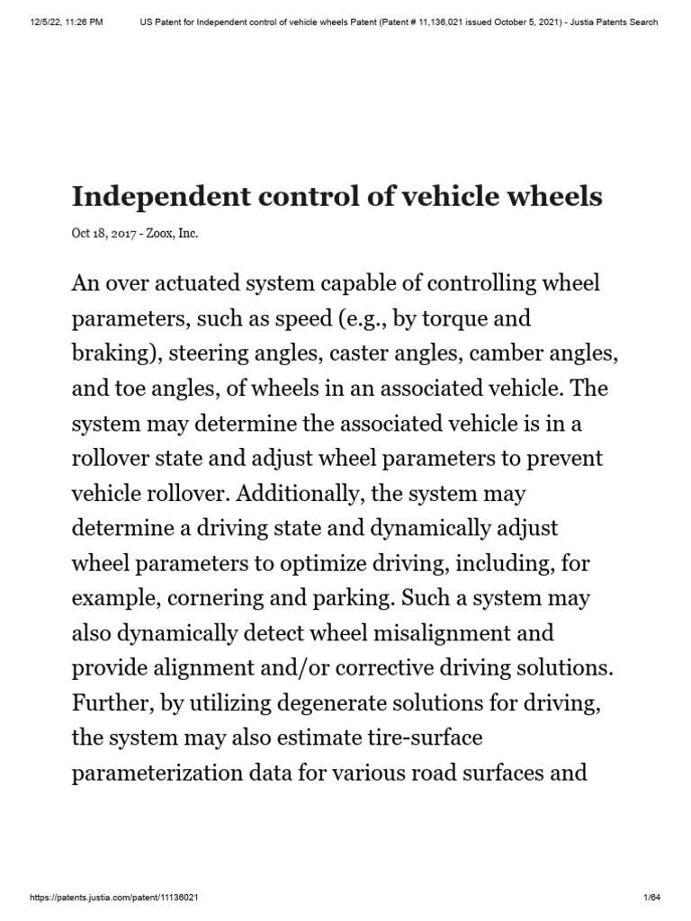0b - US Patent For Independent Control of Vehicle Wheels Patent (Patent ...