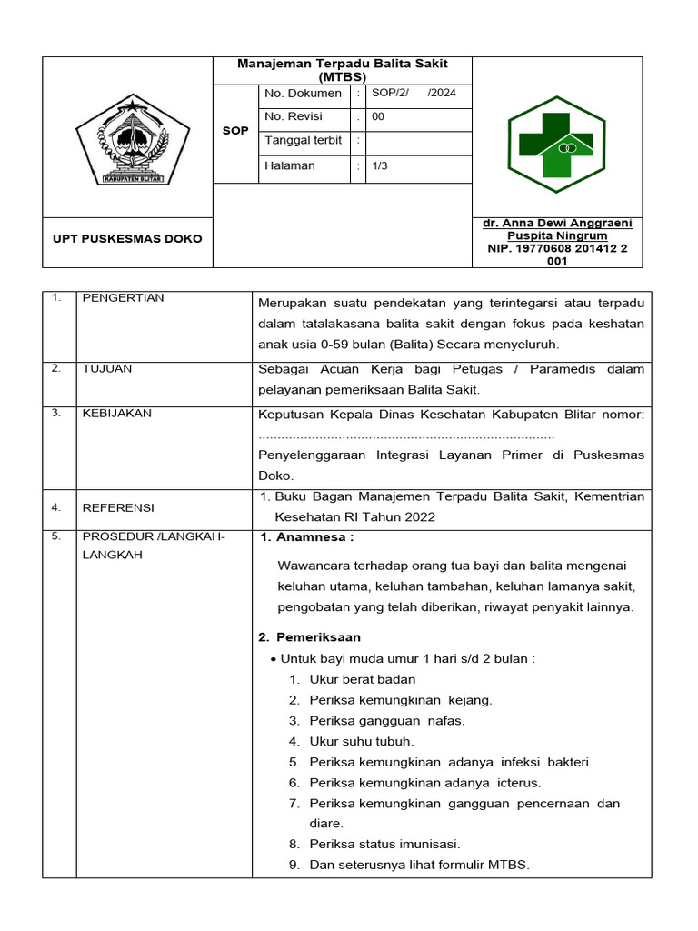 Sop Klaster 2 MTBS | PDF