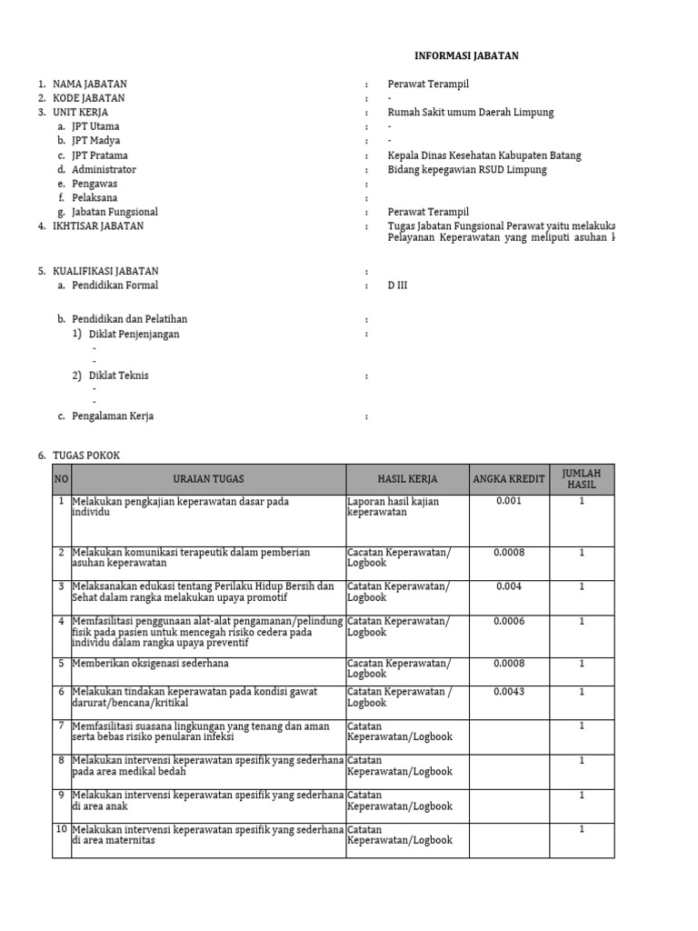 FORM Anjab ABK - Jabatan Fungsional | PDF | Sains & Matematika