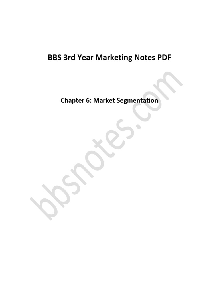 Market Segmentation Pdf