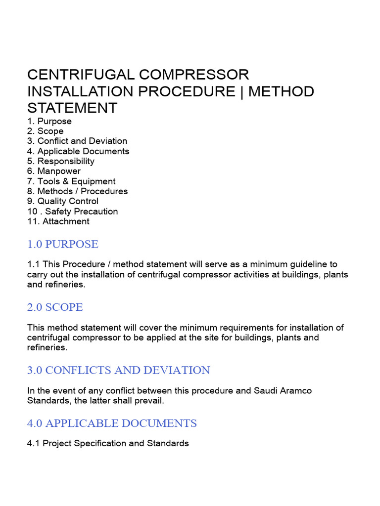 Centrifugal Compressor Installation Procedure - Paktechpoint | PDF | Concrete | Pipe (Fluid ...