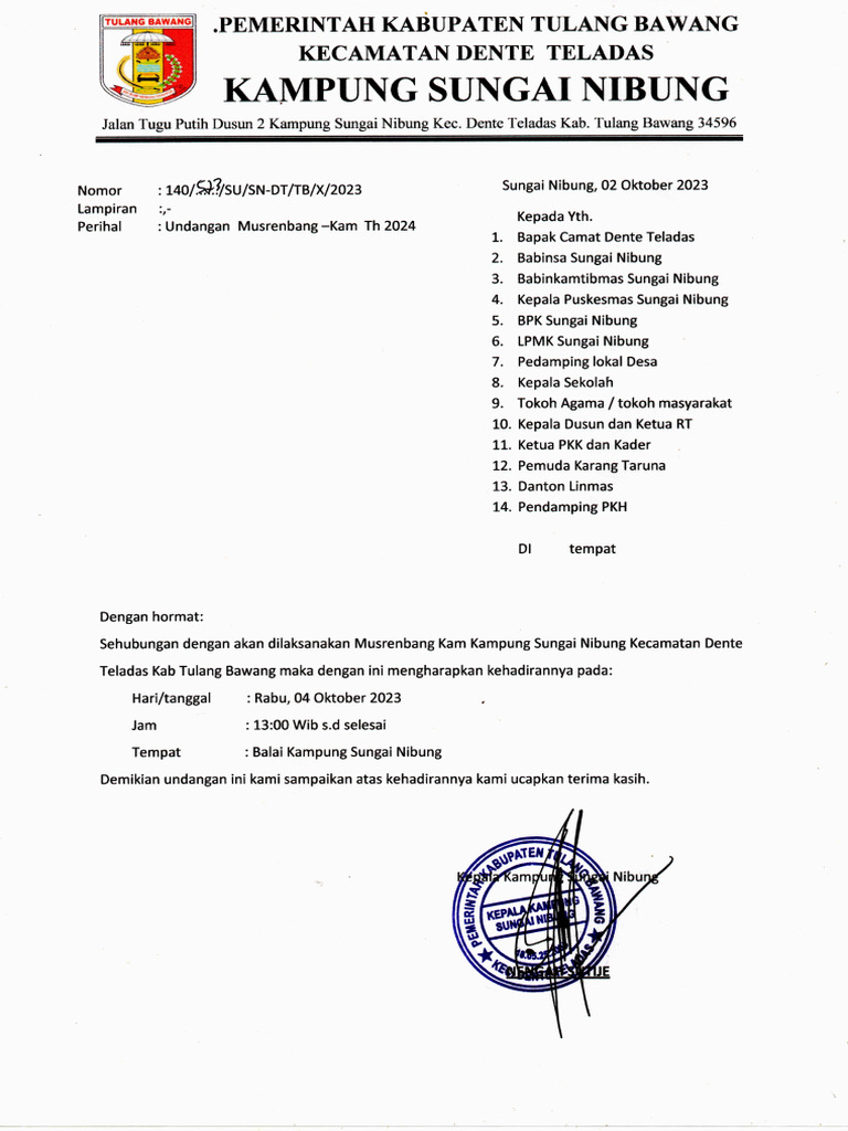 Undangan Musrenbang 2024 | PDF