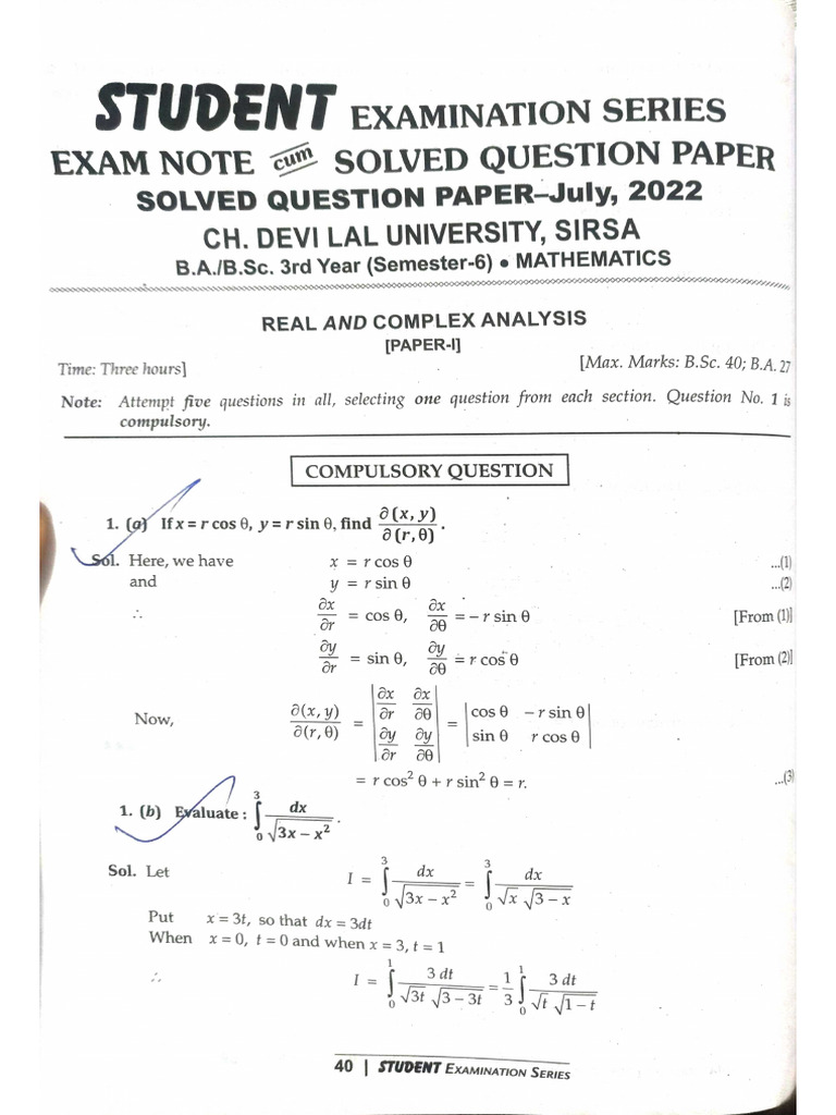 Real & Complex Analysis 2022 Cdlu | PDF