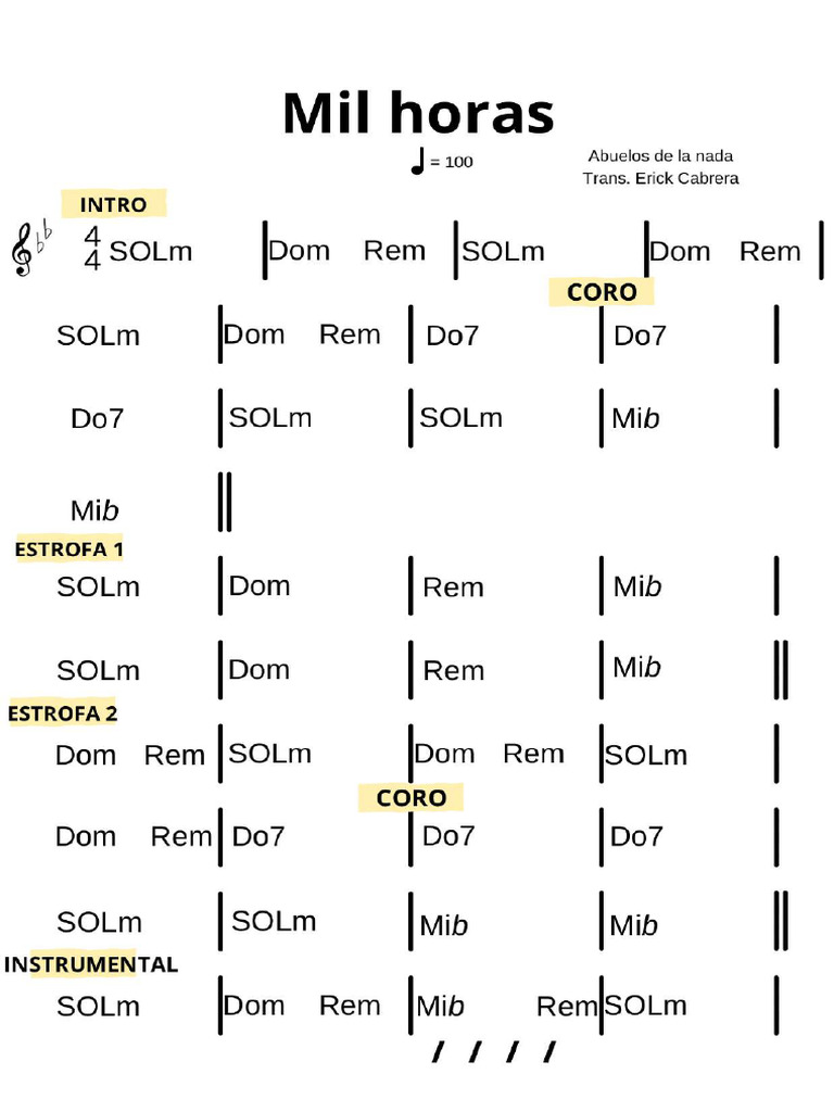Mil Horas Acordes - Trans. Erick Cabrera | PDF
