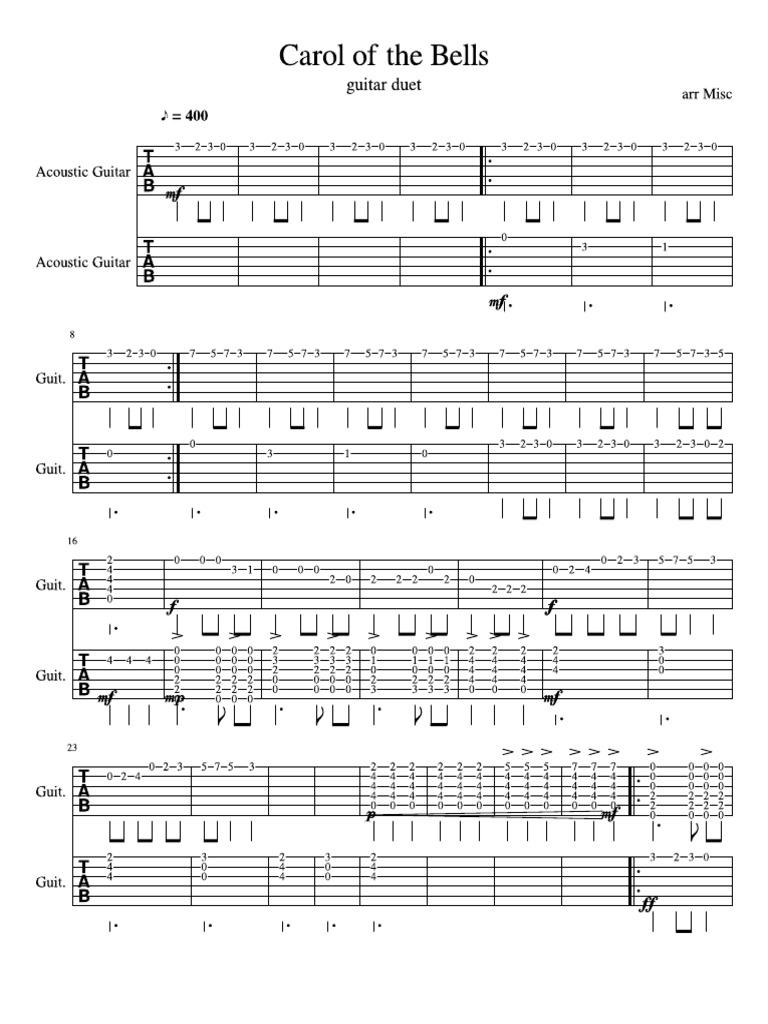 Carol of the Bells for Guitar Duo | PDF