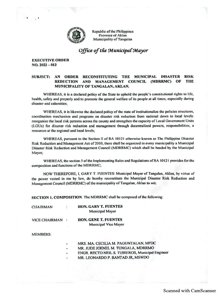 1.1 EO 2022 13 Reconstituting MDRRMC | PDF