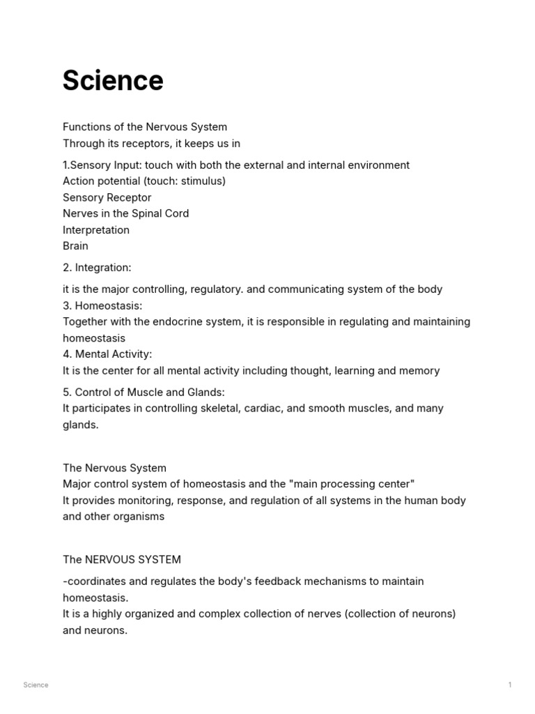 Nervous Systems Science | PDF | Nervous System | Central Nervous System