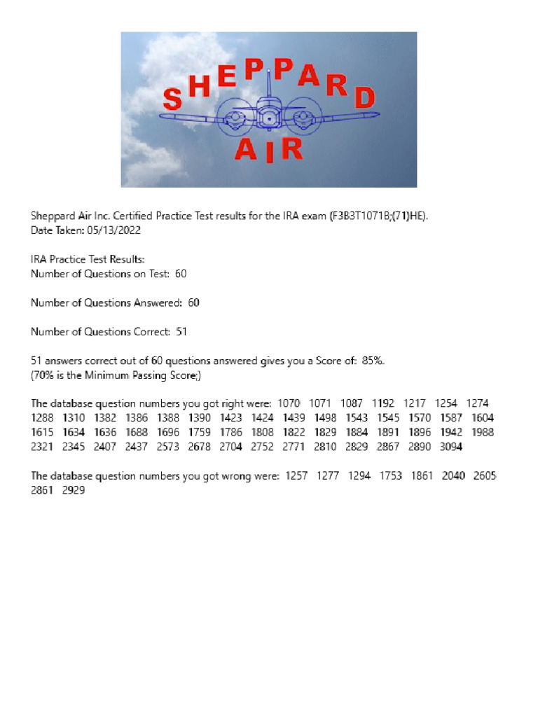 Sheppard Air FAA IRA Written 85 x2 Listano | PDF