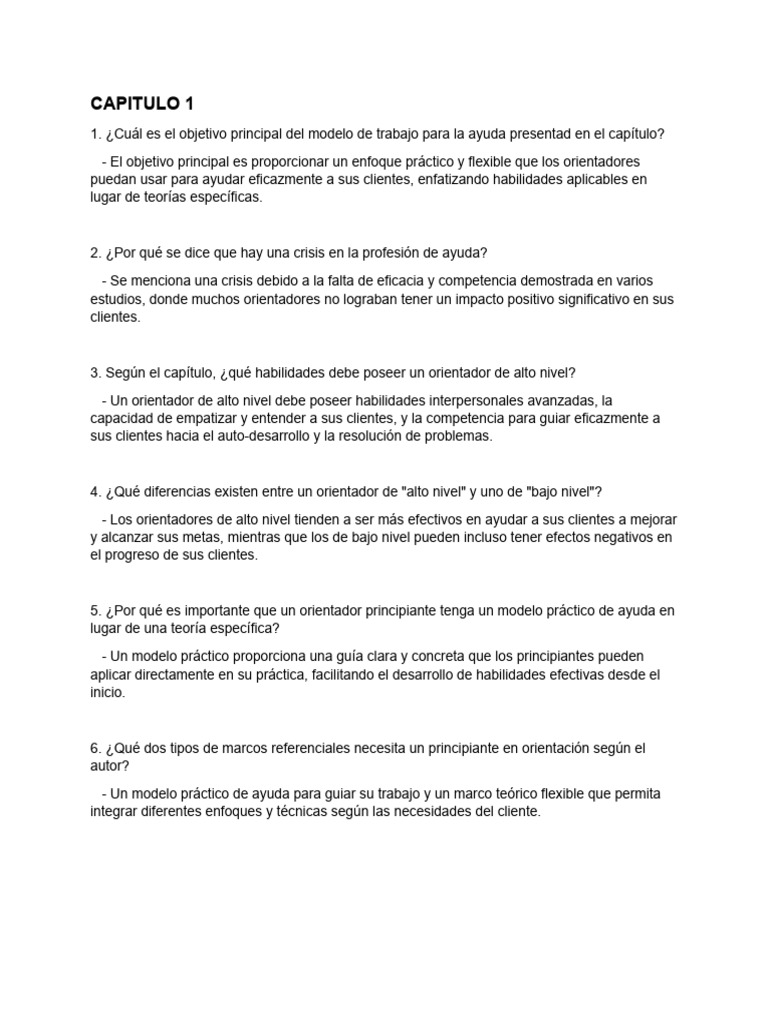 Preguntas capitulos 1 2 y 3 Orientador Experto | PDF | Las emociones | Expresión facial