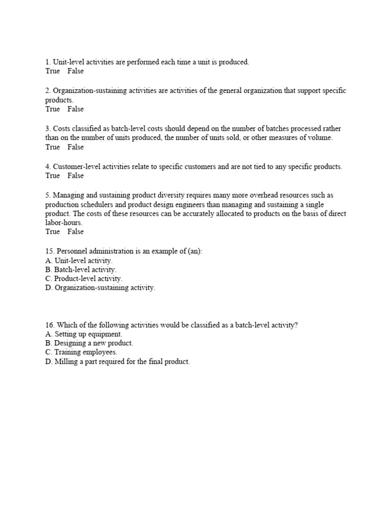 Chapter 7 Sample Questions ACC 2 | PDF | Cost | Business Economics