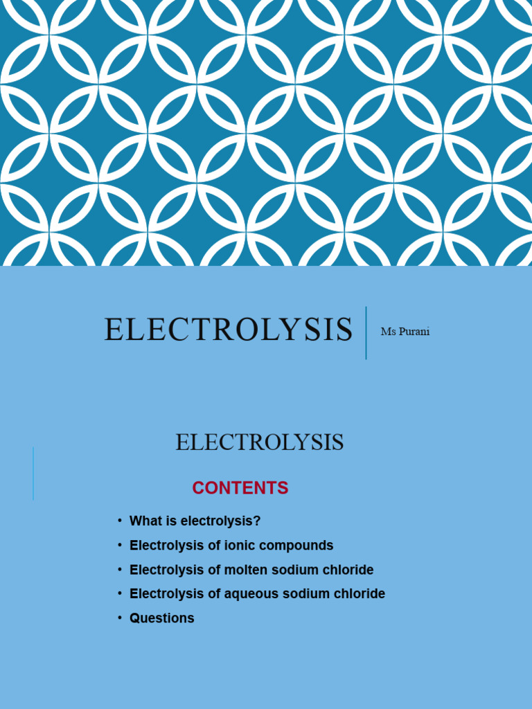 Electrolysis | PDF | Ion | Sodium