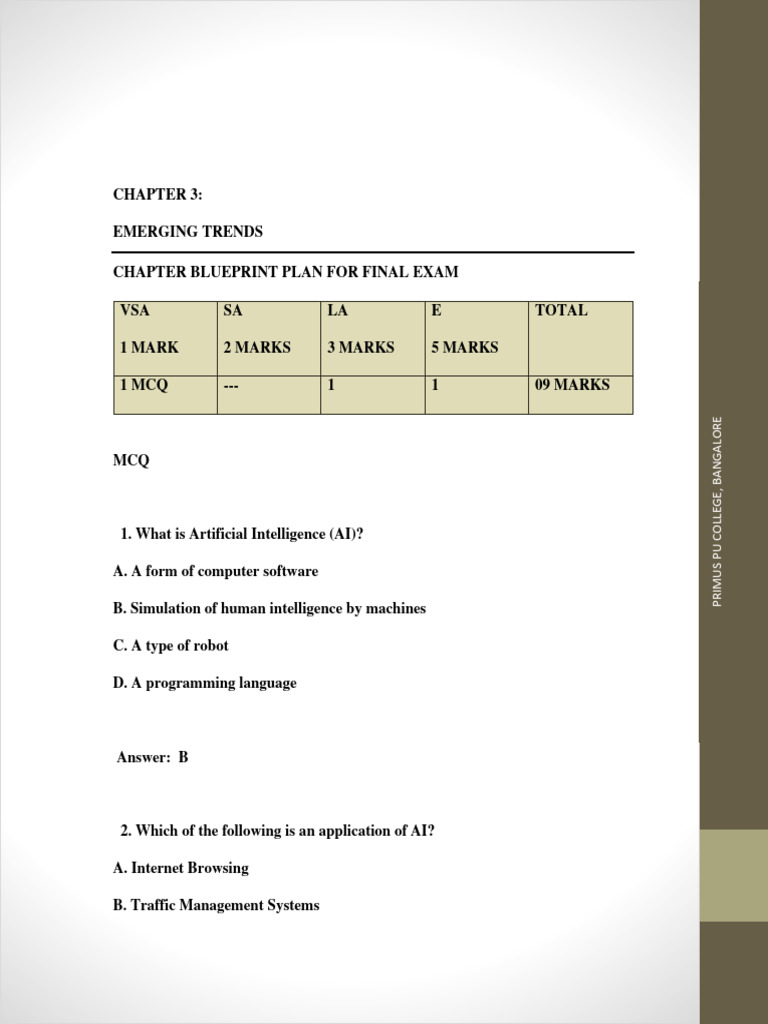 I Pu Cs Chapter 3 Q&A-1 | PDF | Internet Of Things | Artificial Intelligence