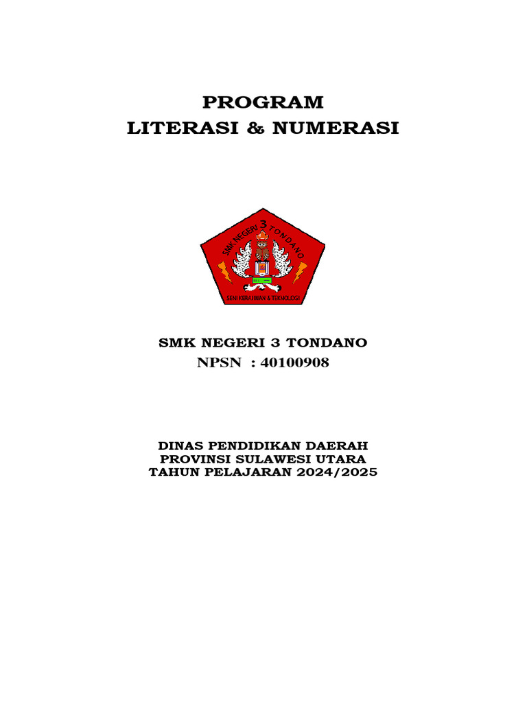 Program Literasi Dan Numerasi SMK Negeri 3 Tondano | PDF | Karier & Perkembangan | Ilmu Sosial
