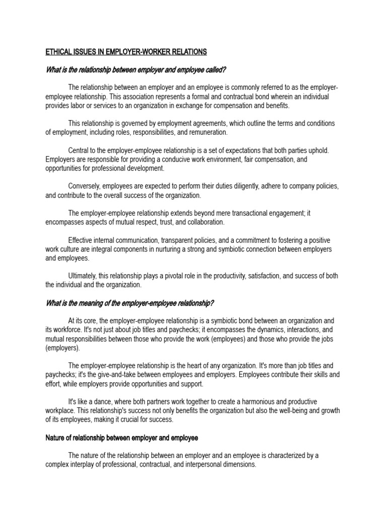 Ethical Issues in Employer | PDF | Employment | Employee Benefits