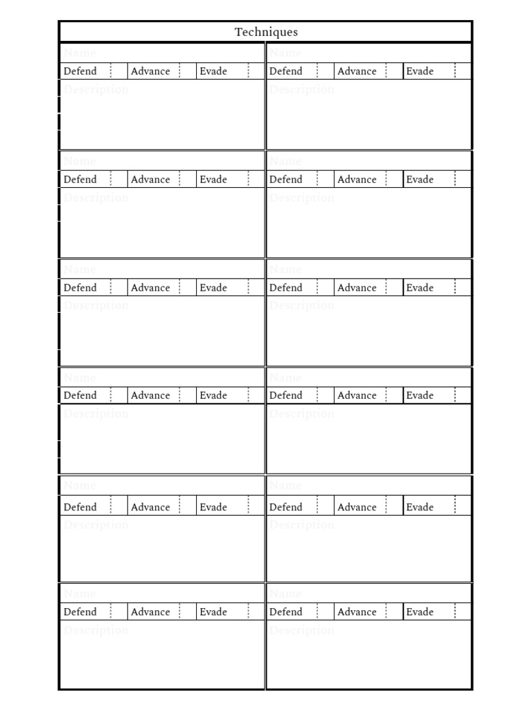 Avatar Legends Generic Character Sheet Page 3 | PDF