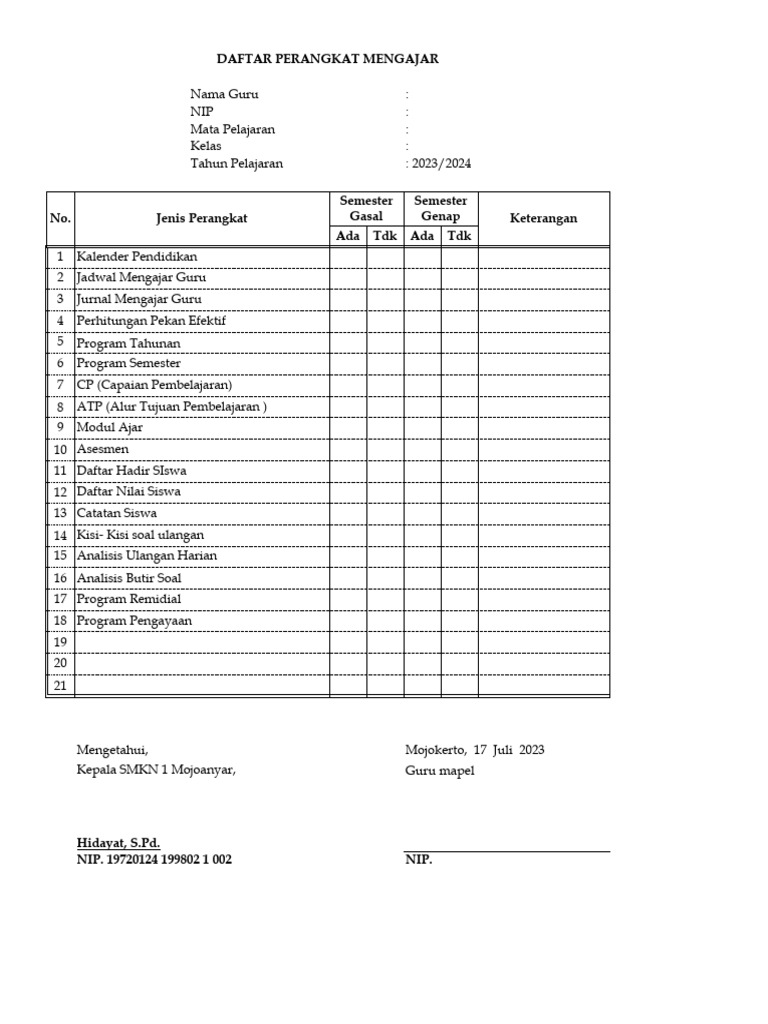 Perangkat Mengajar SMK 2023/2024 | PDF