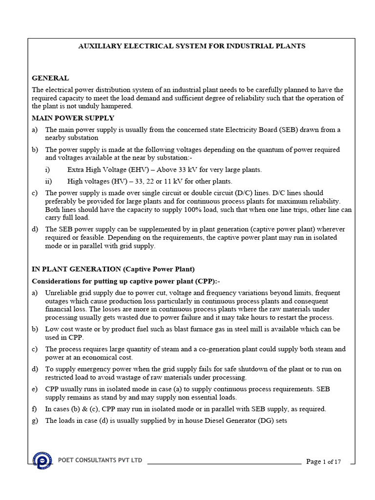 Auxiliary Electrical System Download Free Pdf Transformer Electric Power Distribution