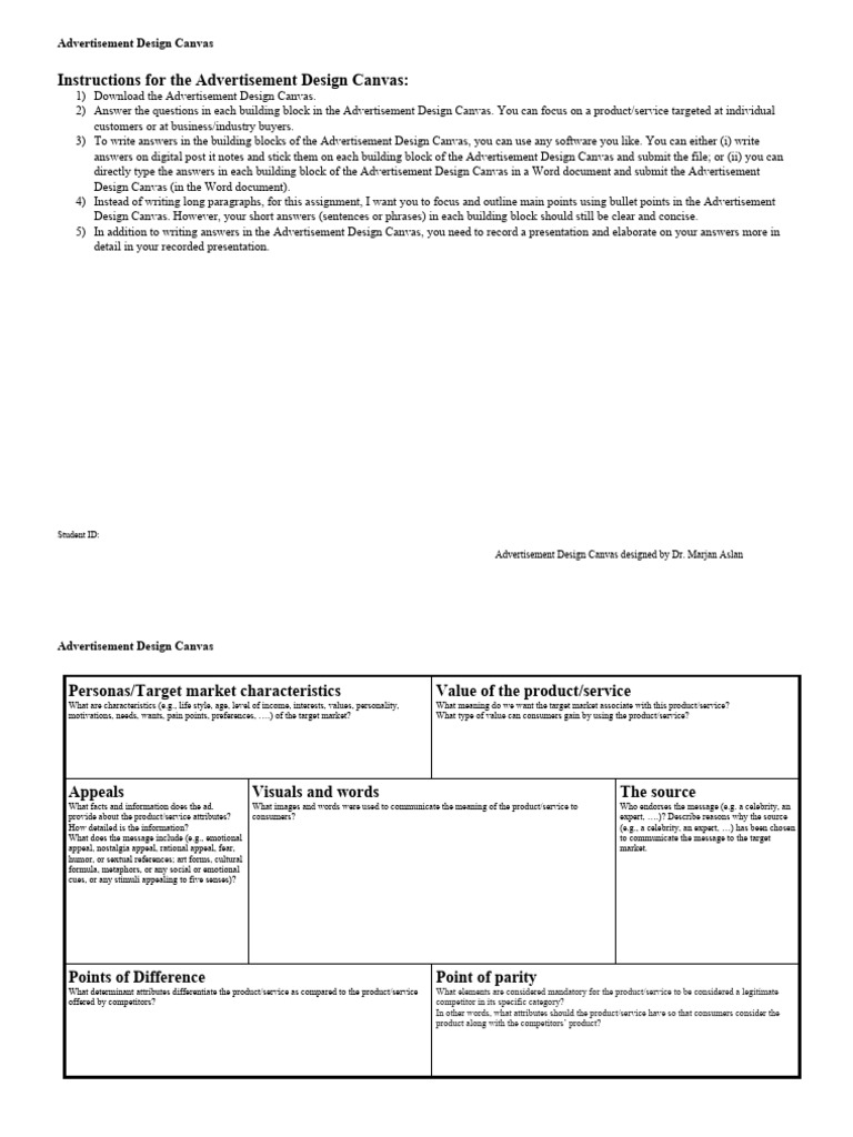 Advertisement Design Canvas Guide | PDF | Advertising | Business Economics
