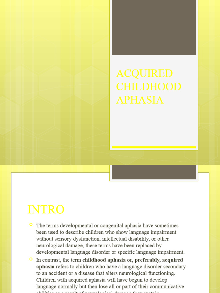 Understanding Acquired Childhood Aphasia | PDF | Aphasia | Traumatic ...