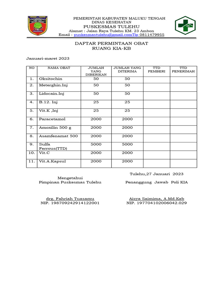 Daftar Permintaan Obat | PDF
