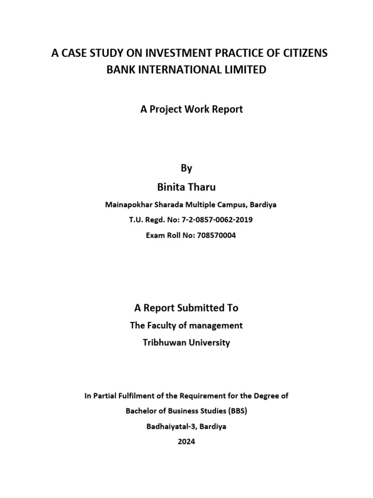 A Project Work Report Cover Page (Binita Tharu) | PDF | International ...
