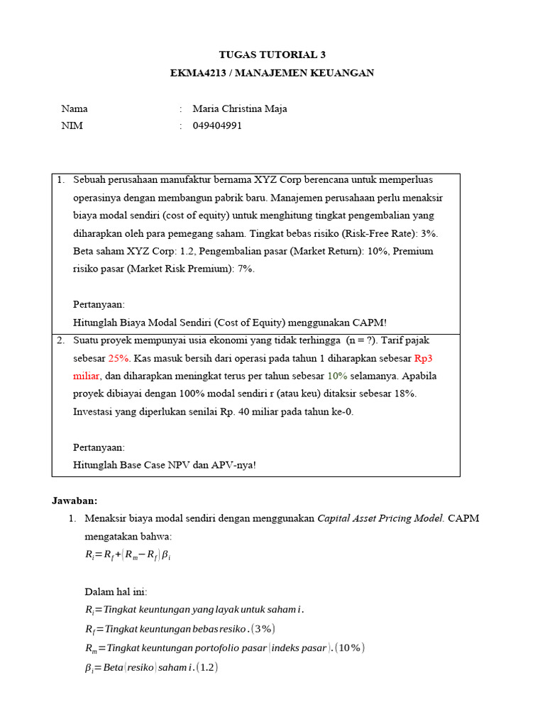 Tugas 3 - EKMA4213 - Maria Christina Maja | PDF