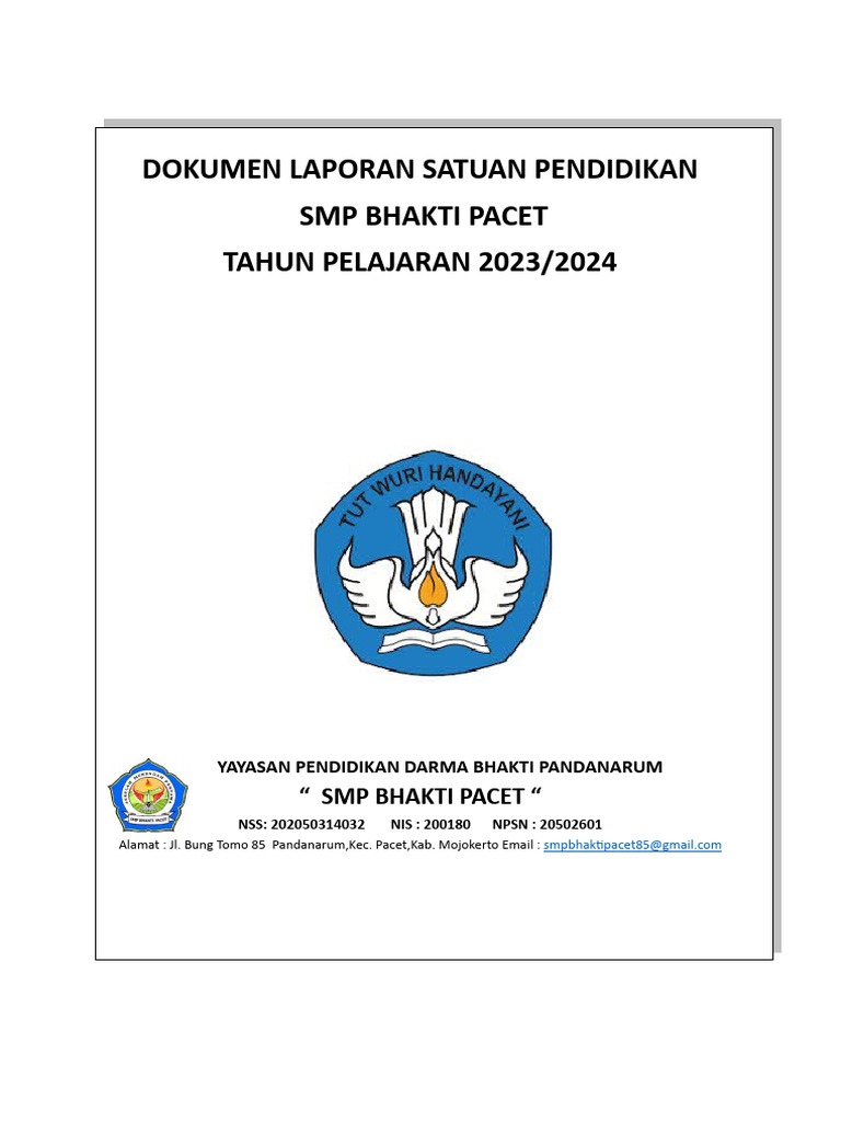 Contoh DOKUMEN LAPORAN SATUAN PENDIDIKAN SMP | PDF