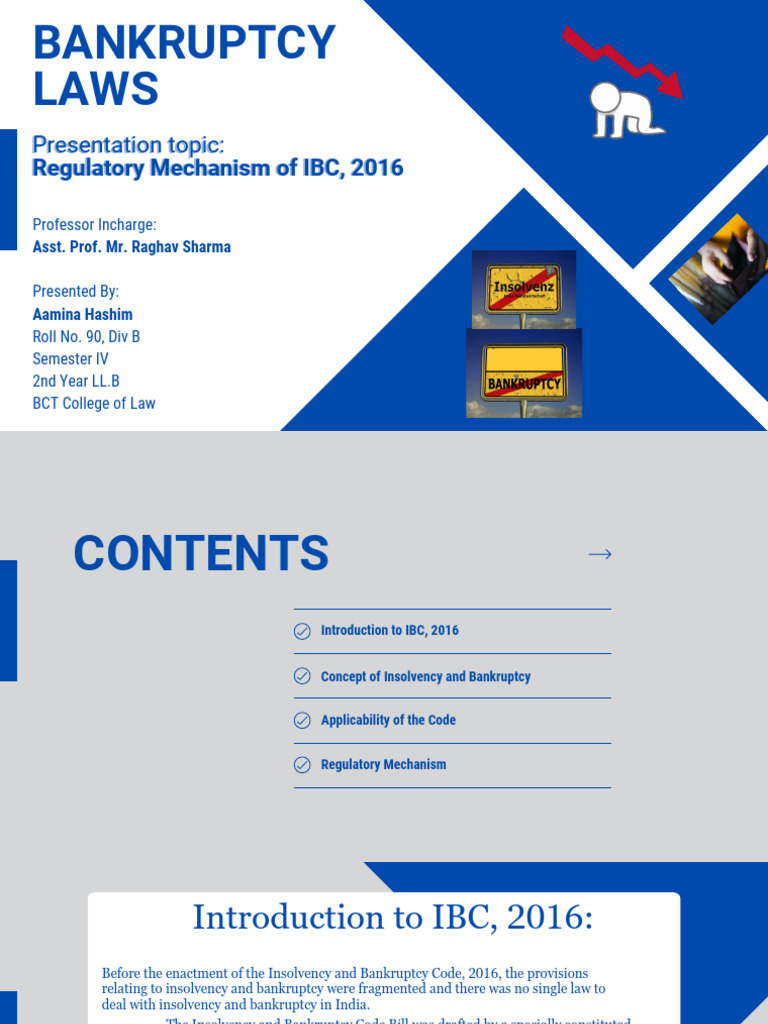 Bankruptcy Laws - Regulatory Mechanism of IBC, 2016 | PDF | Bankruptcy | Insolvency
