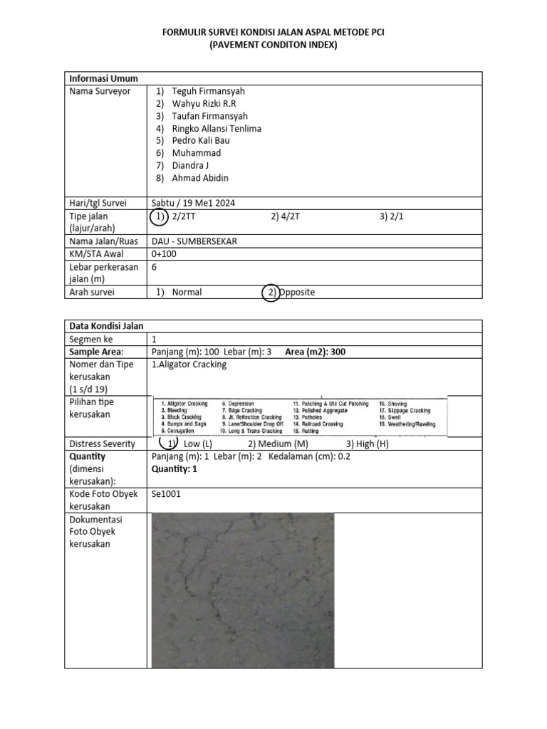 Formulir - Survei - PCI - Form - S1 - Arah - Opposite - Teguh ...