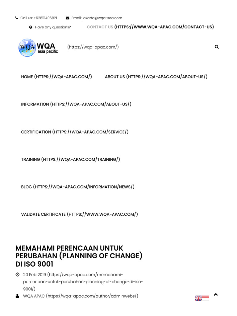 Memahami Perencaan untuk Perubahan (Planning of Change) di ISO 9001 ...