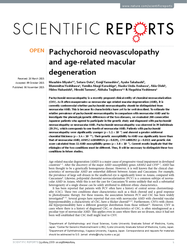 Pachychoroid Neovasculopathy vs AMD | PDF | Retina | Ophthalmology