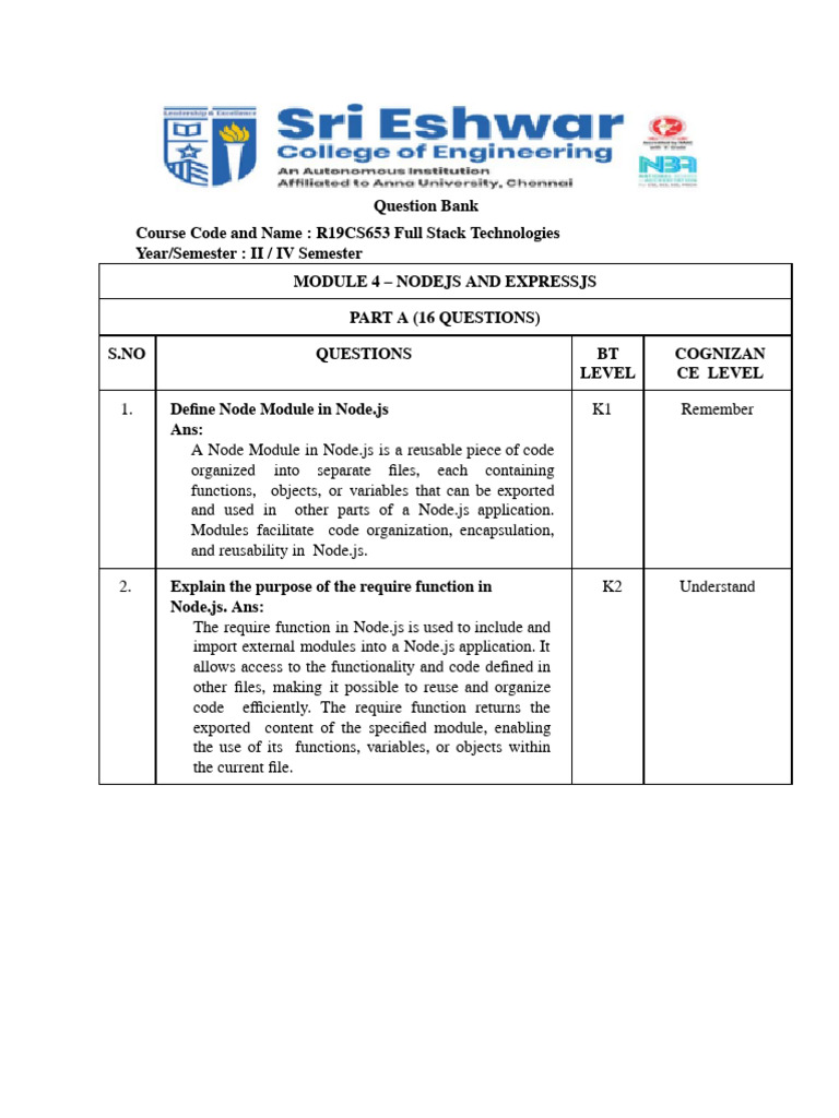 Unit 4_QB_FST (3) | PDF | Java Script | Mongo Db