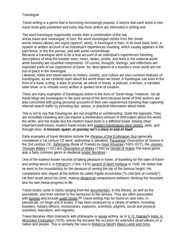 Travelogue | PDF | Travel Literature