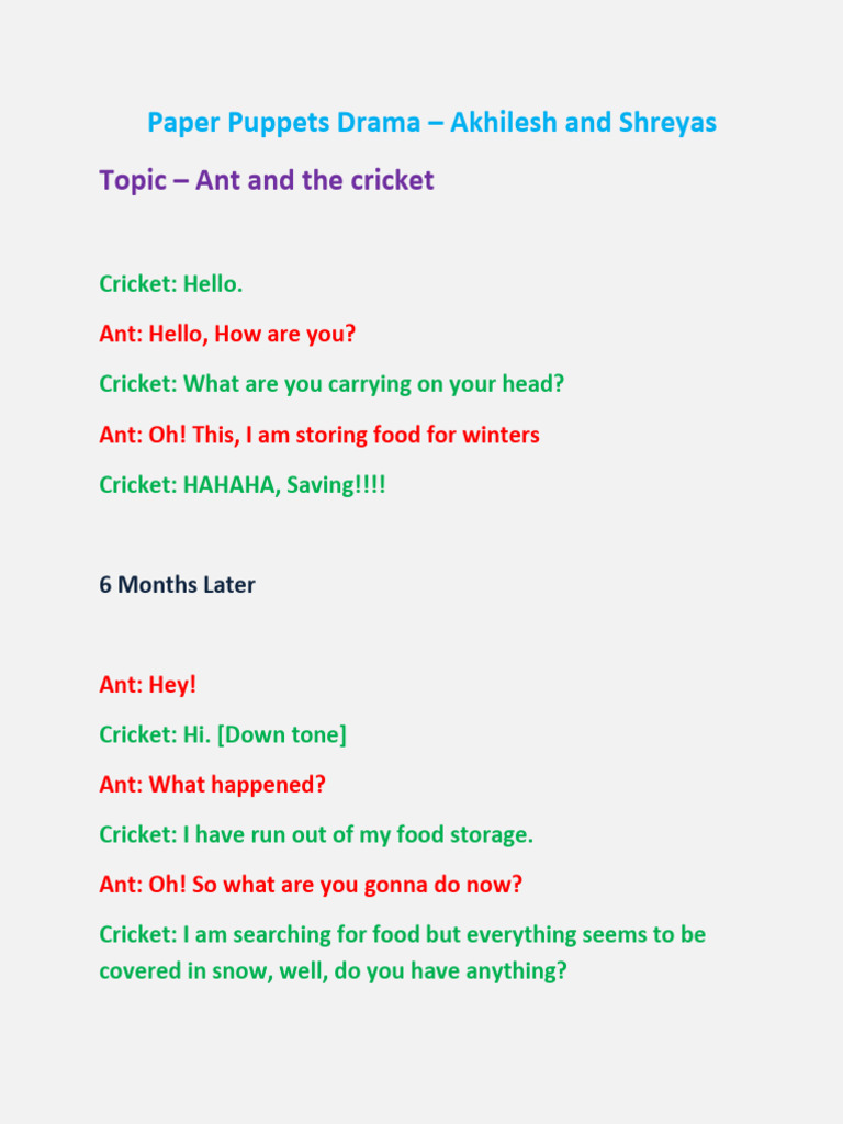 Paper Puppets Drama - Akhilesh and Shreyas | PDF