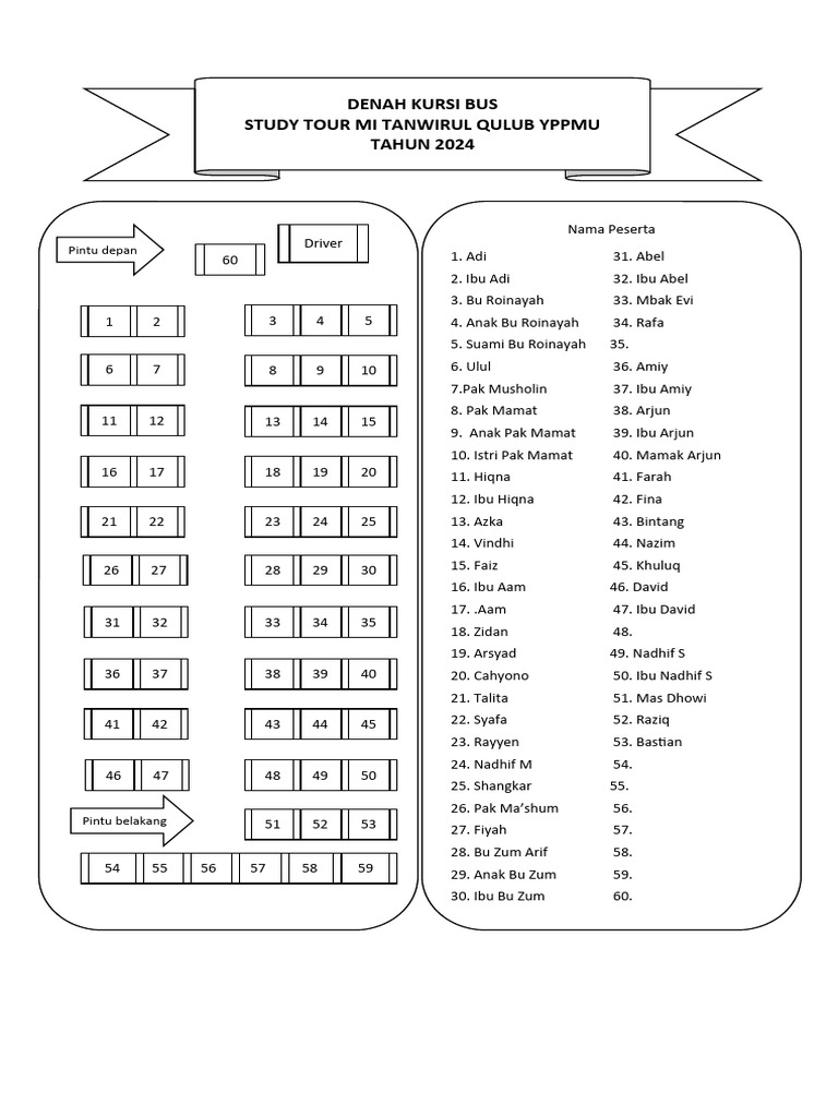 Denah BUS TOUR 60 Kursi | PDF