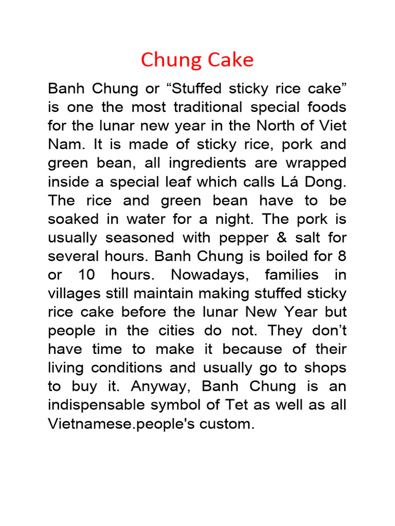 Banh Chung: Traditional Vietnamese Tet Cake | PDF