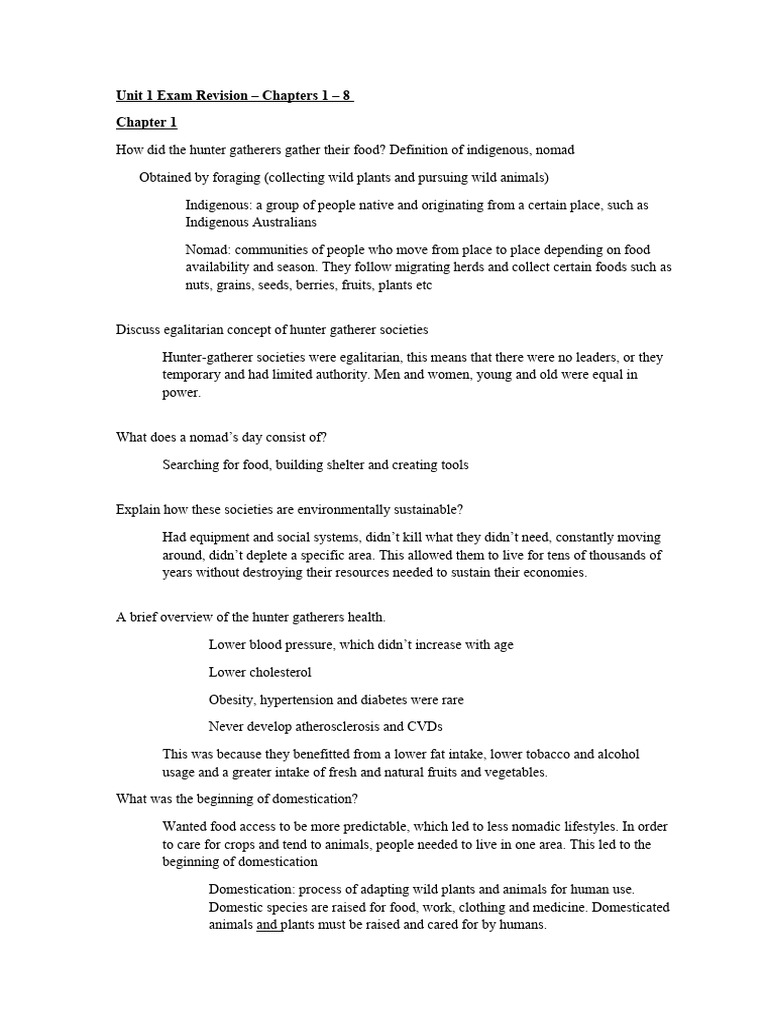 Food Studies Unit 1 and 2 Revision | PDF | Agriculture | Crop Rotation