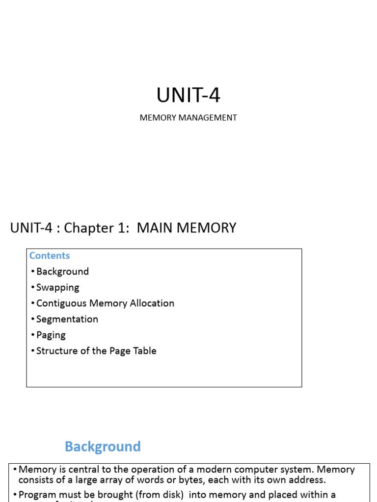 Os Unit-4 Chapter-1 | PDF | Computer Data Storage | Process (Computing)