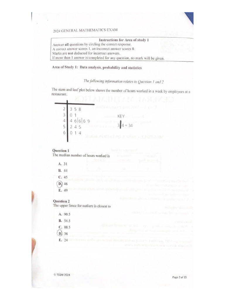 2024 General Mathematics Exam | PDF